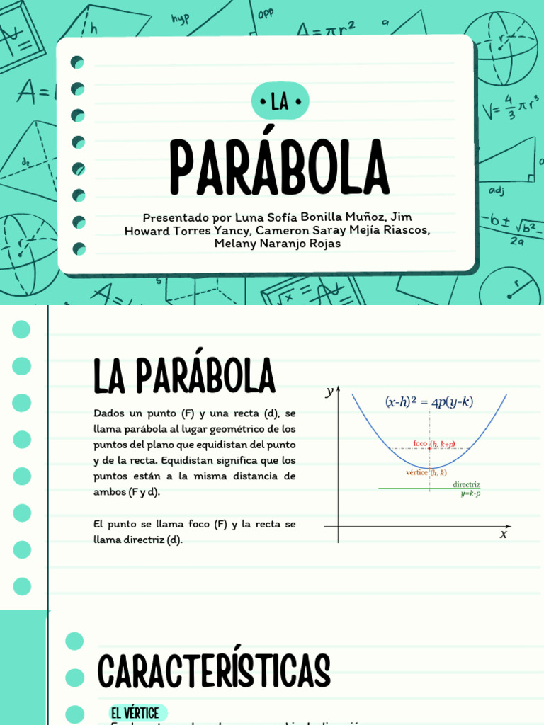 Definición y Ecuaciones de Parábolas | PDF