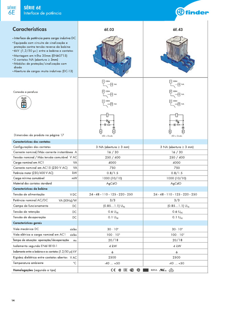 Relé 6E - Finder | PDF