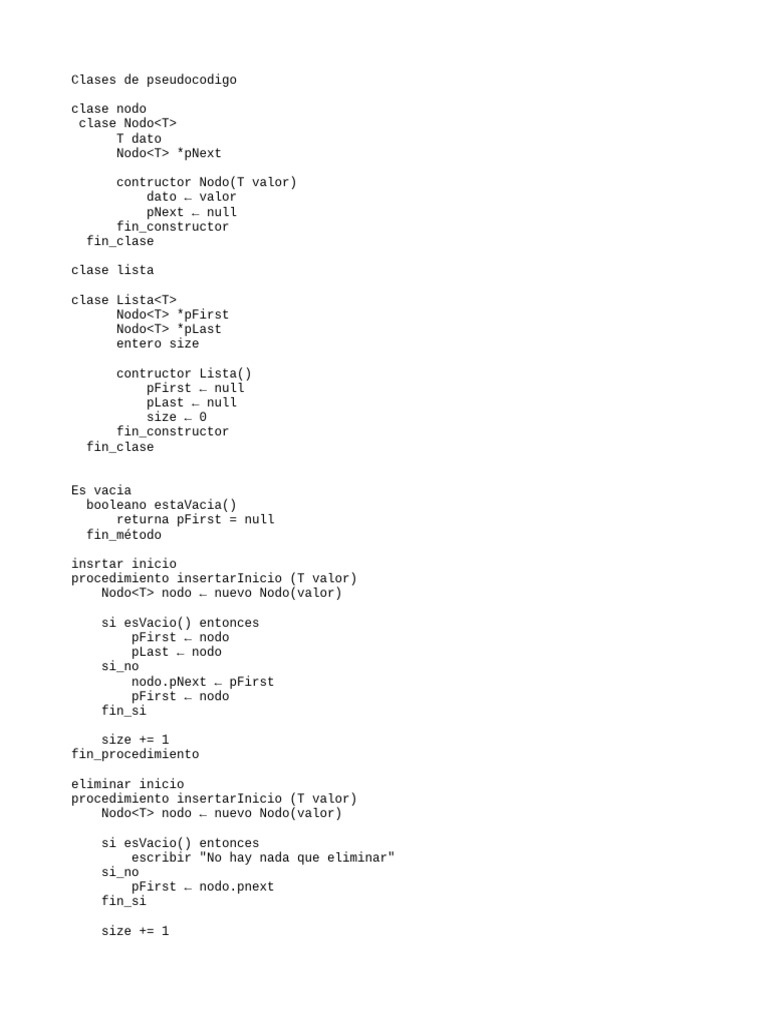 Clases de Pseudocodigo | PDF | Programación de computadoras | Algoritmos y Estructuras de Datos