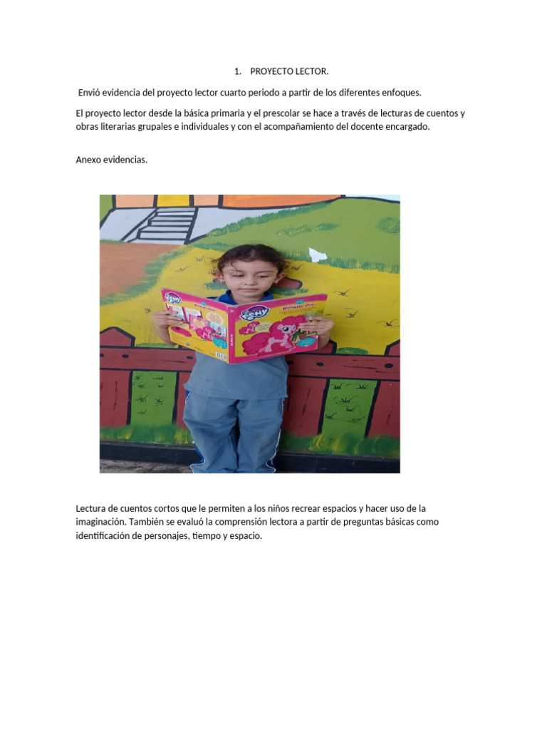Evidencias Proyecto Lector 4 PERIODO | PDF