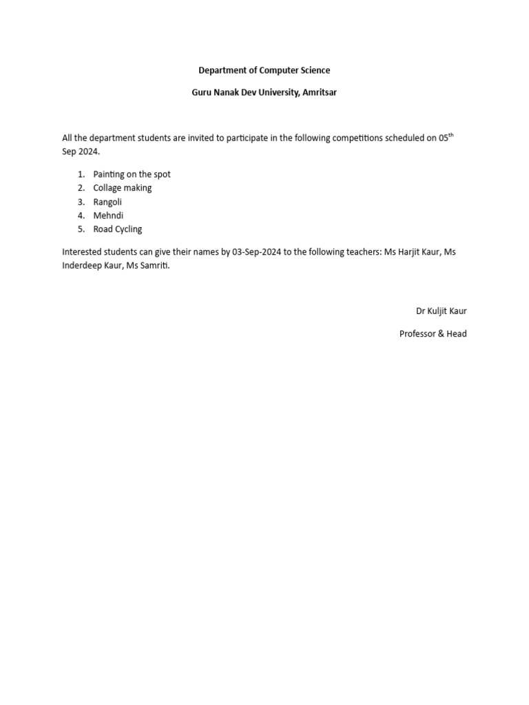 Dept Circular for 05 Sep 2024 | PDF