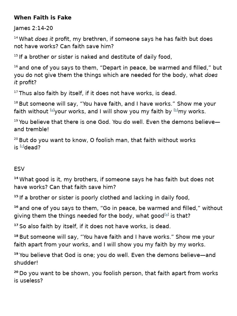 When Faith Is Fake OUTLINE | PDF | Faith | Paul The Apostle