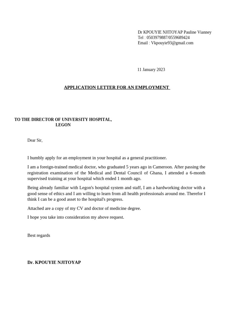 application letter legon | PDF