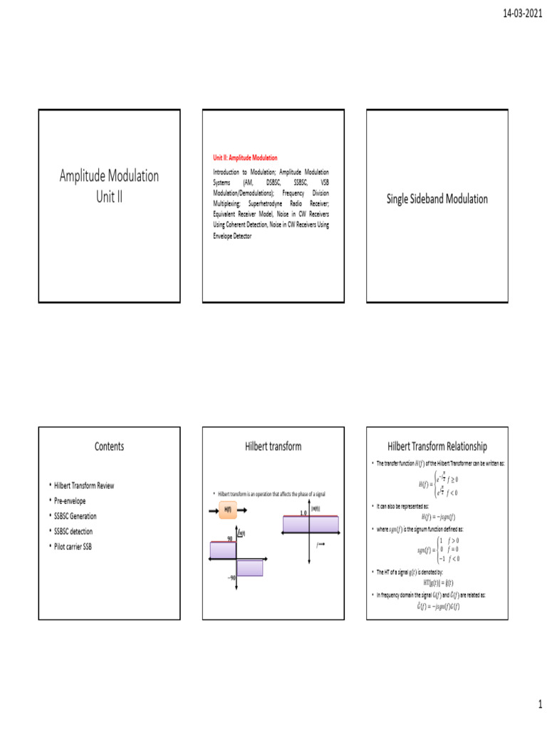 Unit II SSB VSB SHRR | PDF | Modulation | Electronics