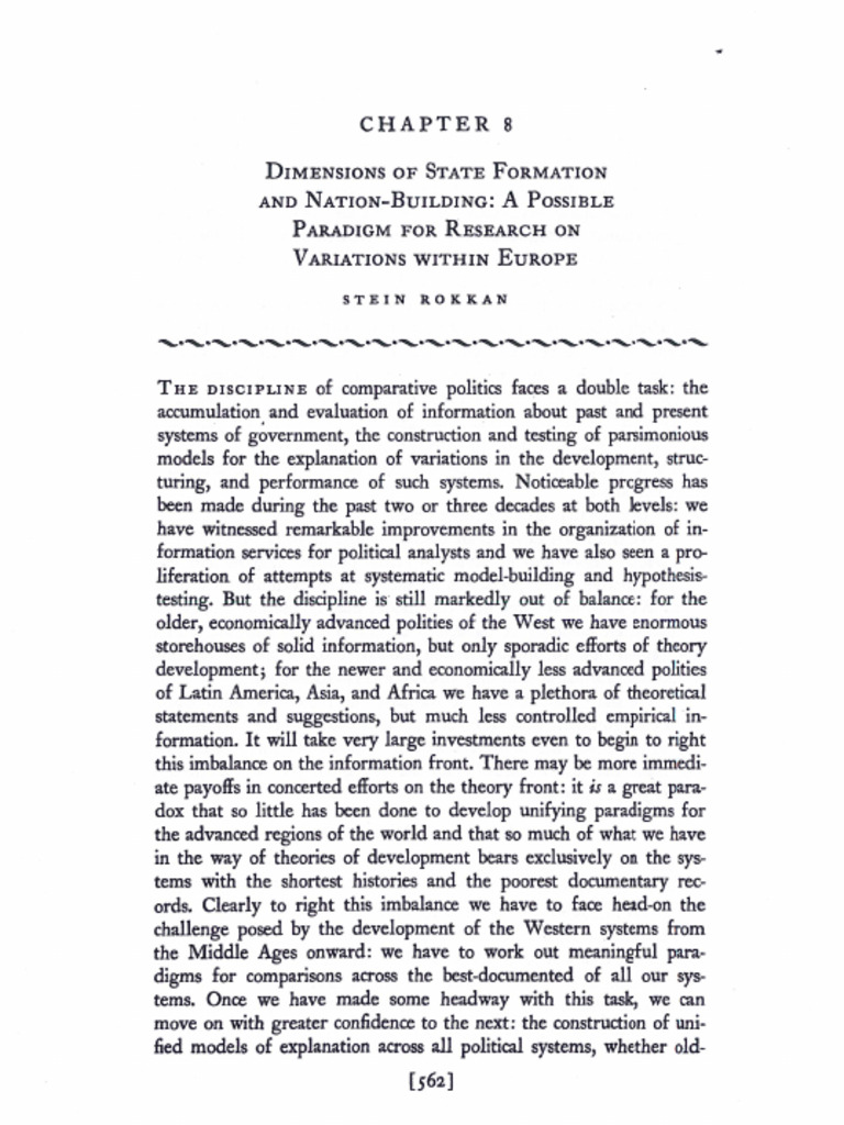 Rokkan Dimensions of State Formation and Nation-Building I | PDF