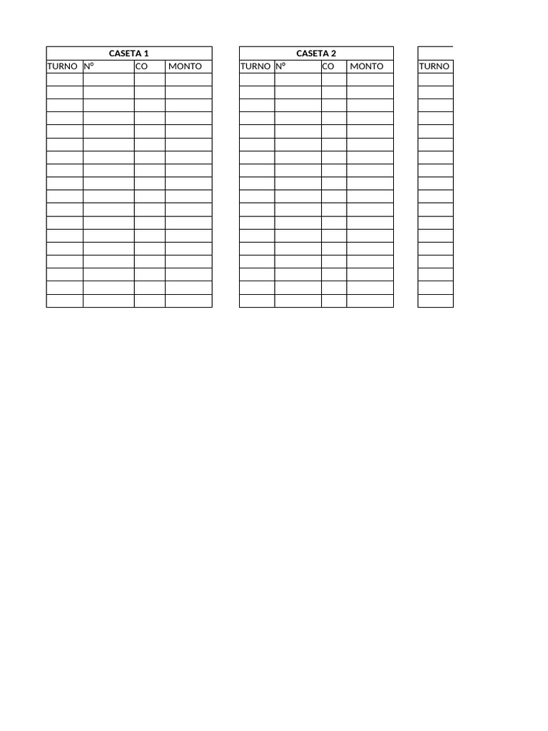 Control Ticket Casetas en Blanco | PDF