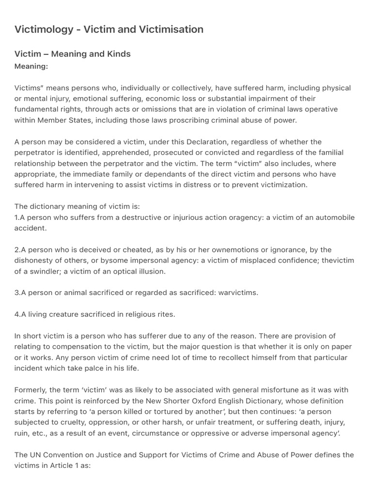 Victimology - Victim and Victimisation | PDF | Crimes | Crime & Violence