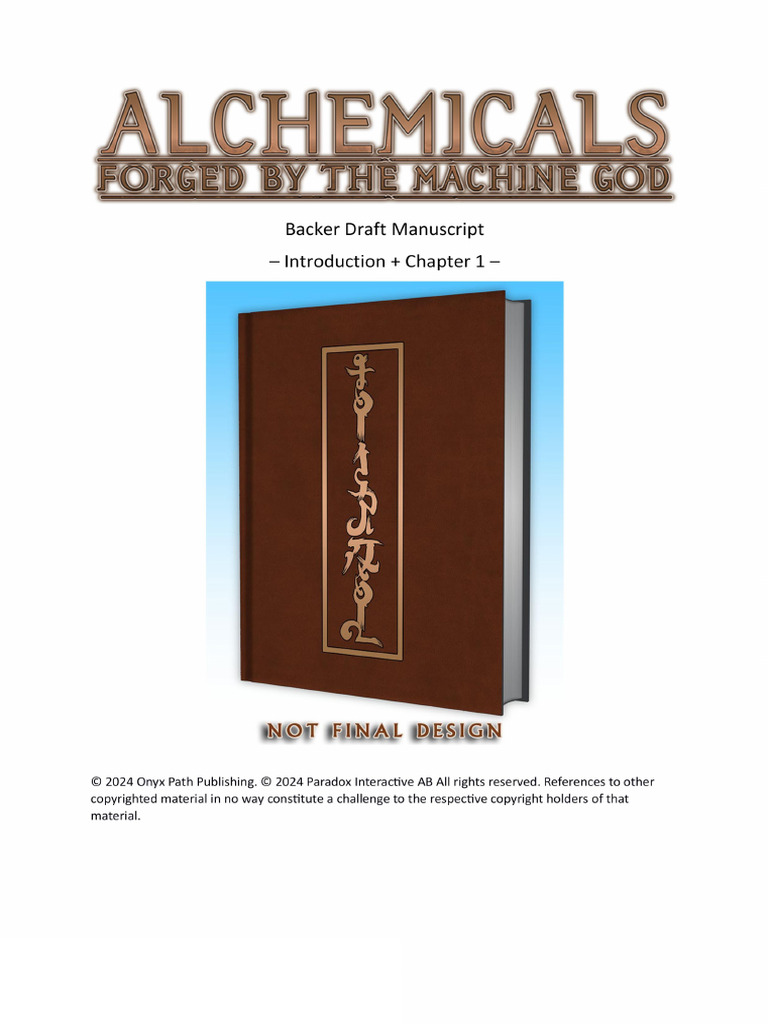 Alchemicals Backer Draft Manuscript Part 1 | PDF
