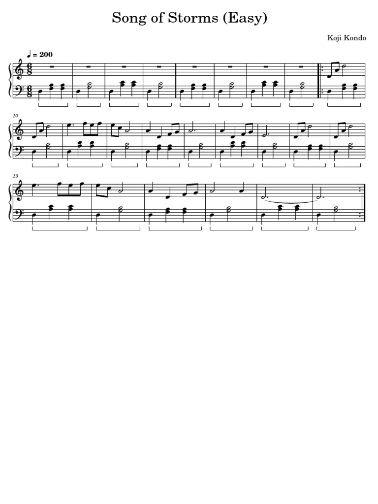 Easy Sheet Music for Song of Storms | PDF