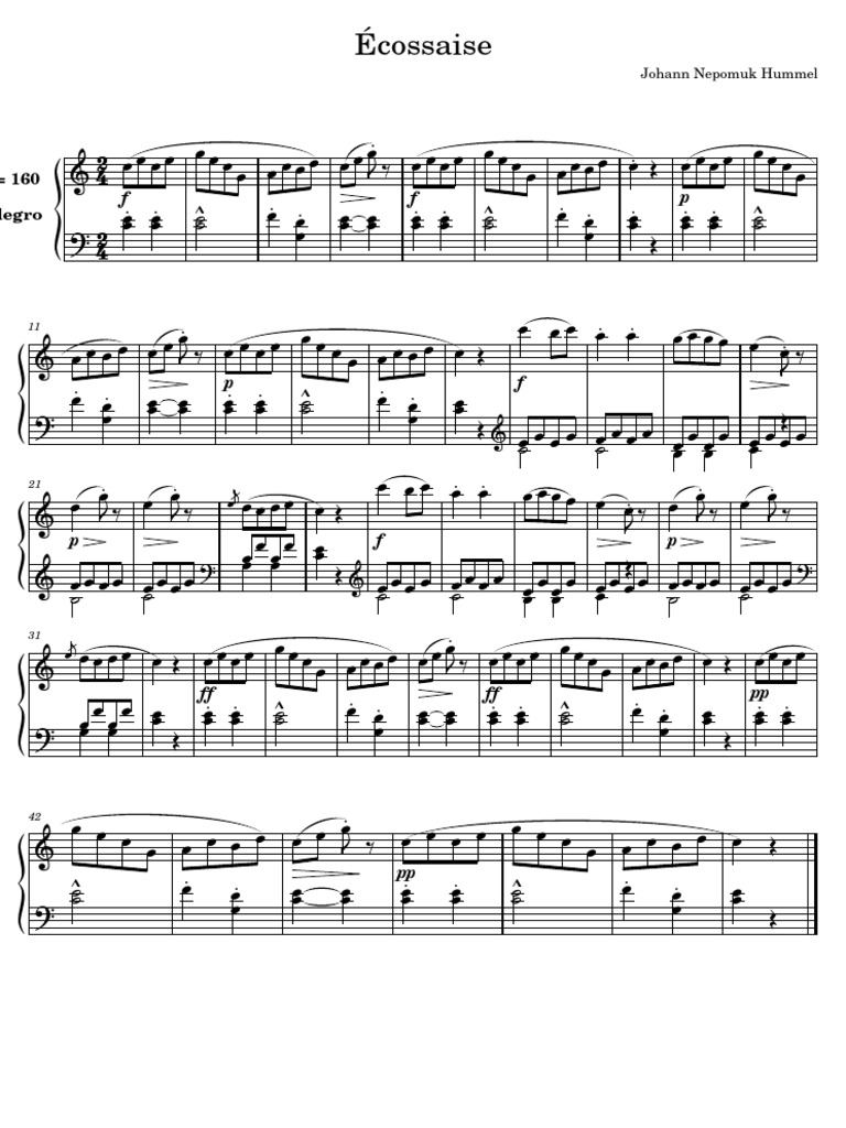 Ecossaise Johann Nepomuk Hummel Cossaise Johann Nepomuk Hummel | PDF