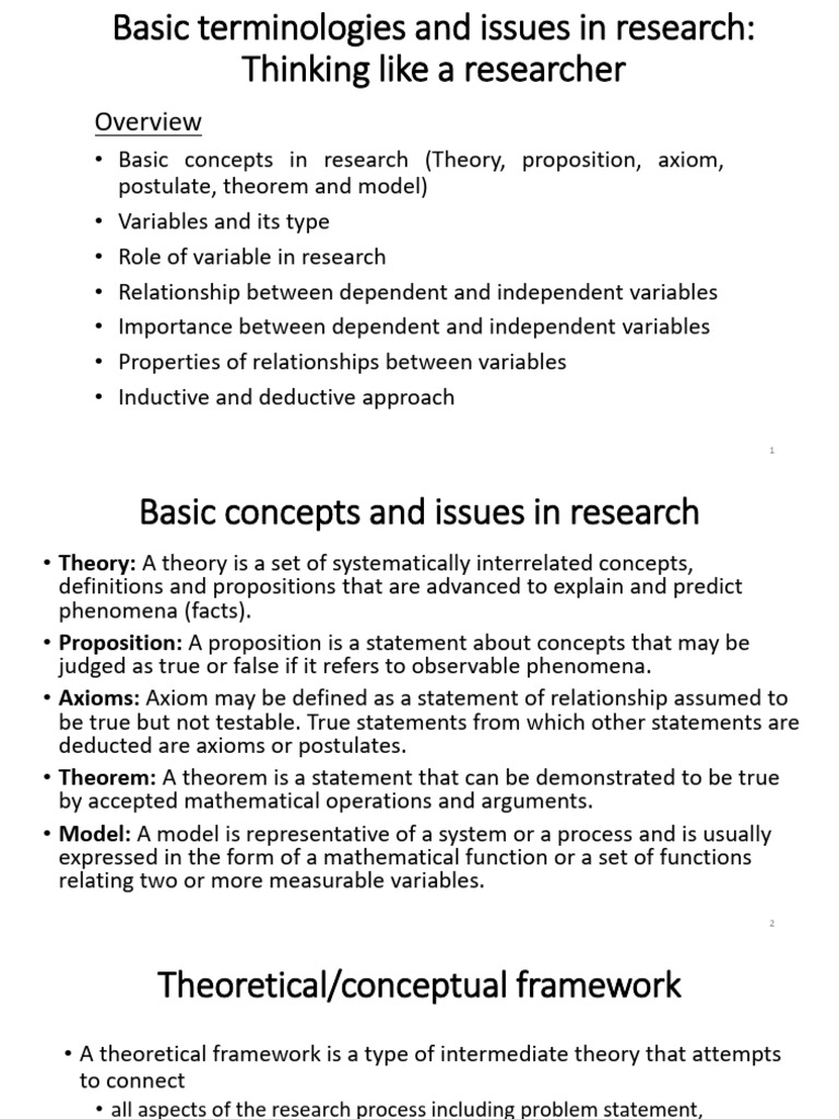 2.basic Terminologies and Issues in Research | PDF | Theory | Theorem