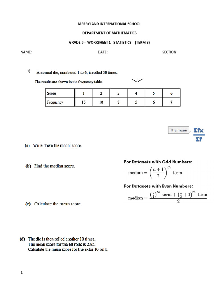 STATISTICS_WORKSHEET1 | PDF