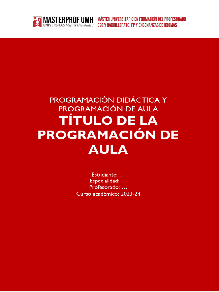 Programación de Aula ESO, BACH MFP UMH | PDF | Evaluación | Enseñando
