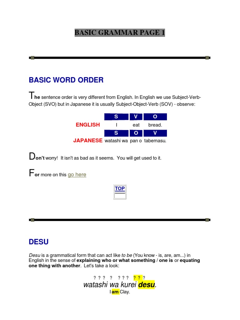 Japanese Basic Grammar | PDF | Japanese Language | Linguistics