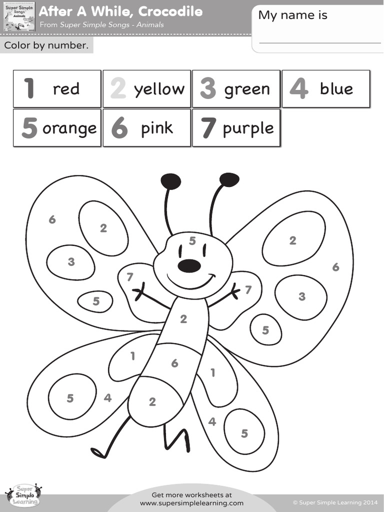 After A While Crocodile Worksheet Color by Number BW | PDF