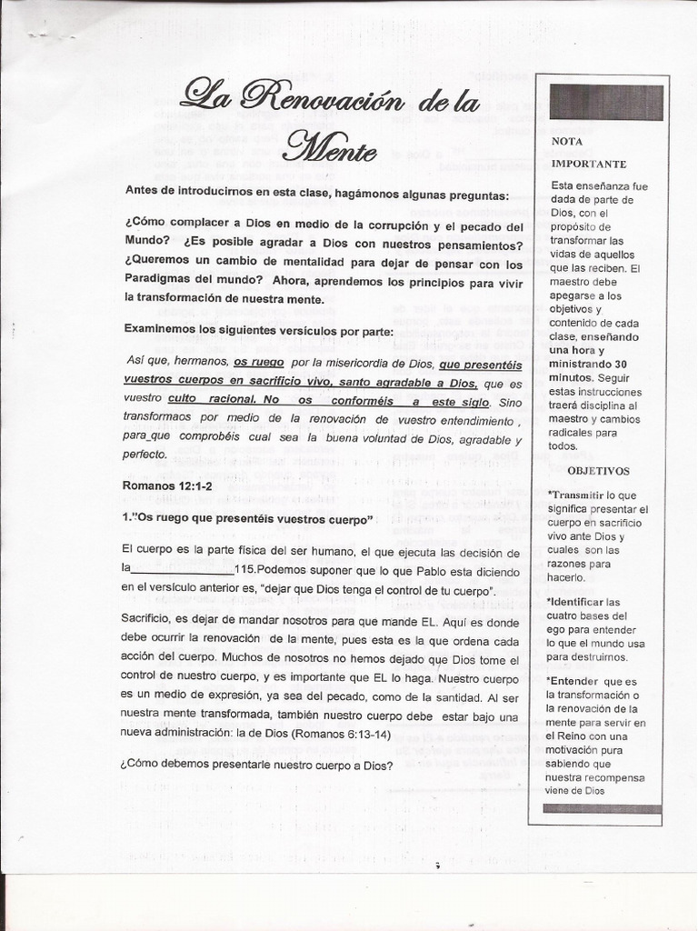 Modulo 1 Clase 4la Renovacion de La Mente | PDF