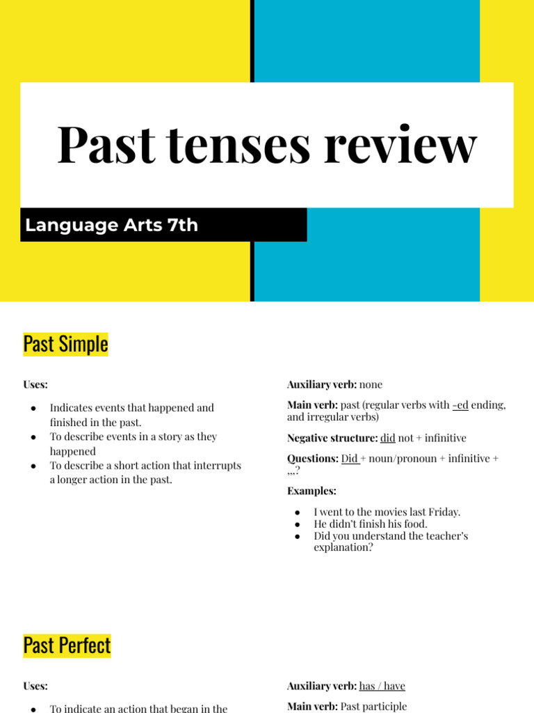 Past Tenses Review 7th | PDF | Verb | Grammatical Tense