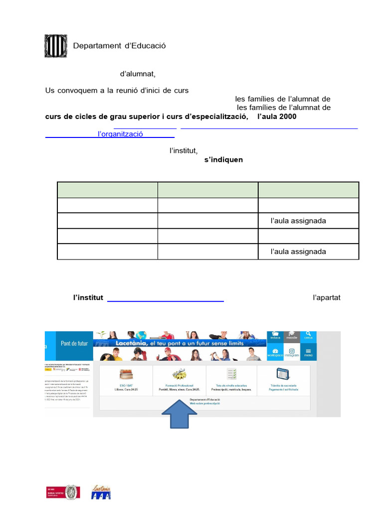 Carta Inici de Curs FP 24 25def | PDF