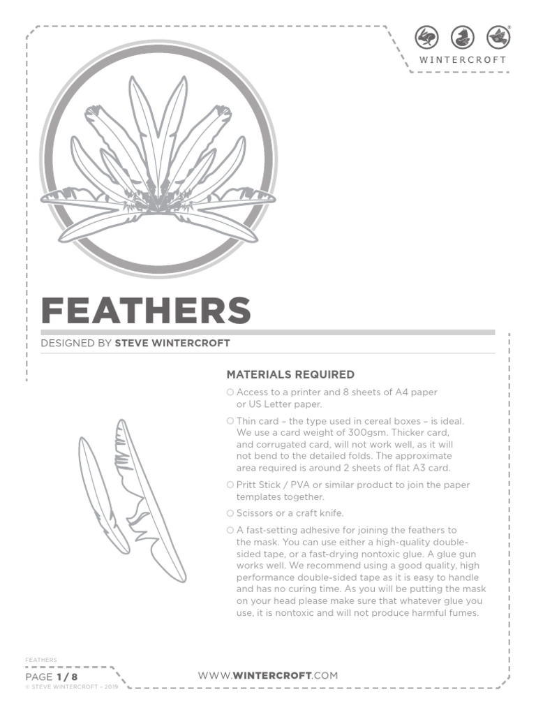 Feathers For The Goat Skull Headdress 3D Papercraft Mask - Wintercroft ...