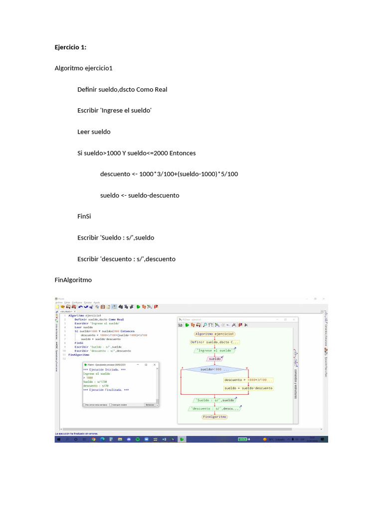 Ejercicio 1 final algoritmo | PDF