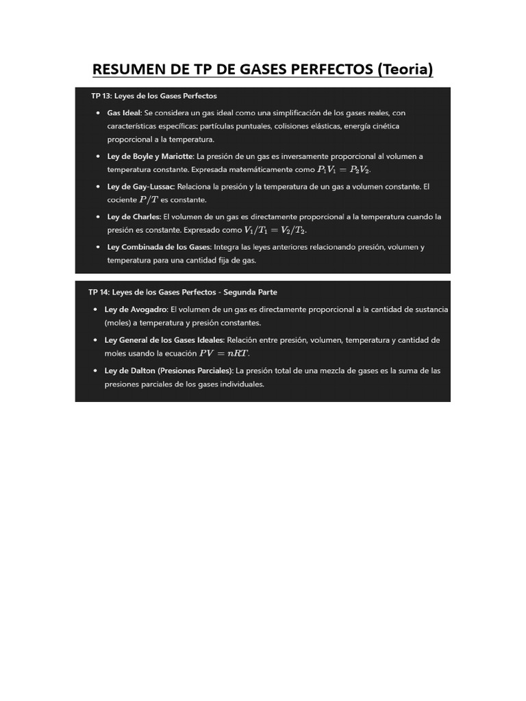 RESUMEN DE TP DE GASES PERFECTOS | PDF