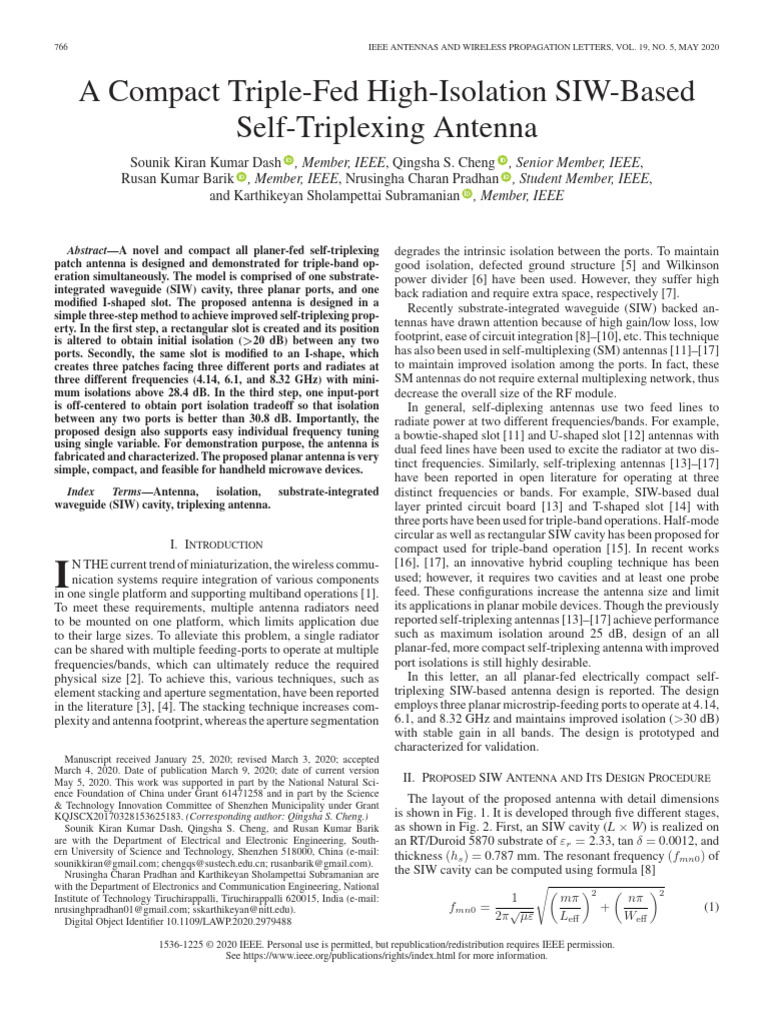 Compact Self-Triplexing Antenna Design | PDF | Antenna (Radio) | Wireless