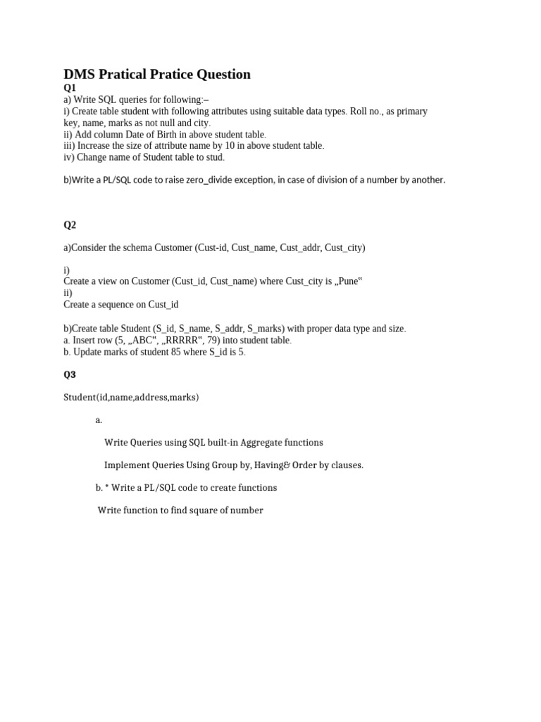 SQL and PL/SQL Practice Questions | PDF