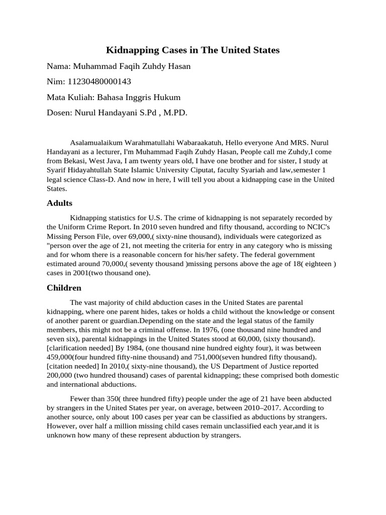Kidnapping Cases in The United States | PDF | Kidnapping | Crime & Violence