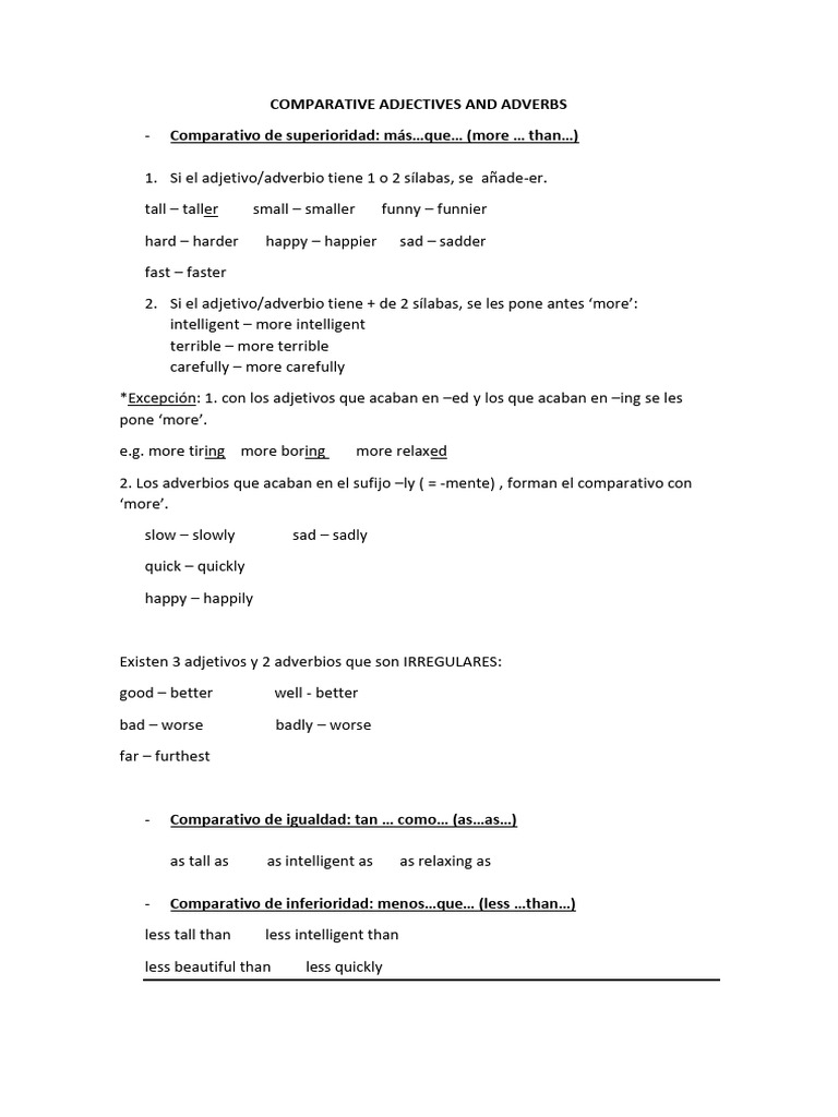 Comparativos y Superlativos en Inglés | PDF