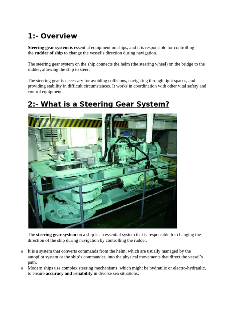 Ship Steering Gear System Overview | PDF | Steering | Rudder