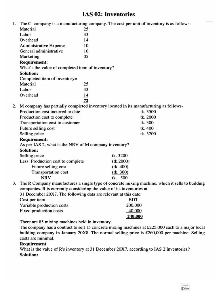 IAS 2,Solution | PDF