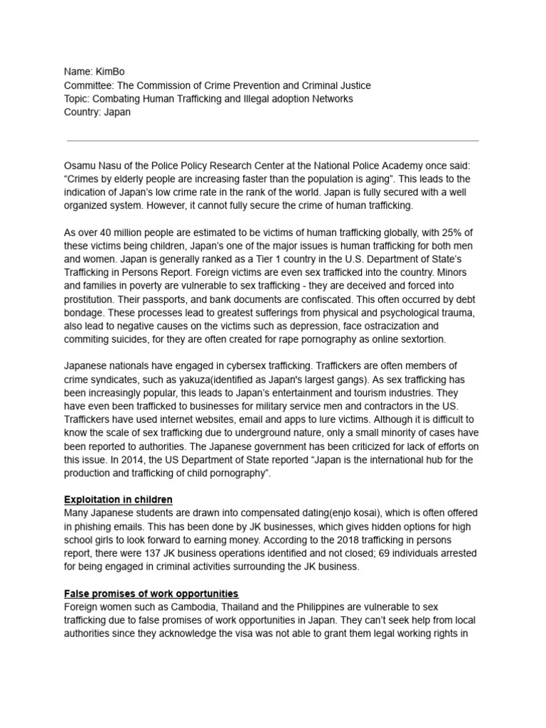 Final Position Paper Kimbo - Google Docs | PDF | Human Trafficking | Sex Trafficking