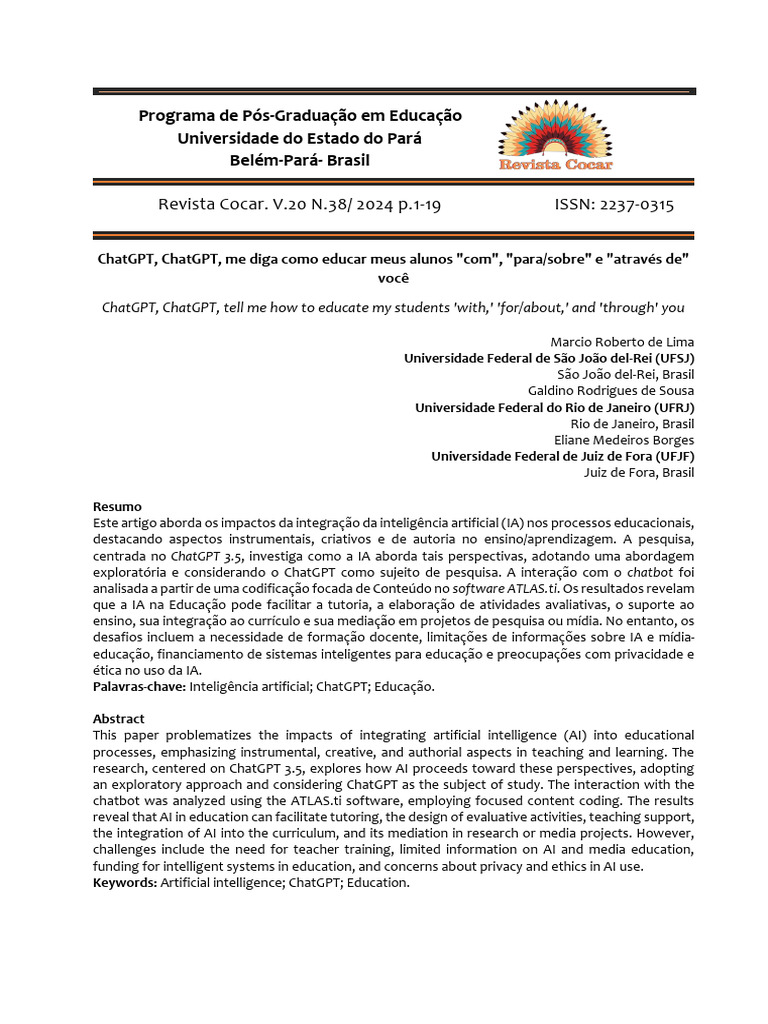 ChatGPT, ChatGPT, Me Diga Como Educar Meus Alunos Com, para Sobre e Através de Você | PDF ...