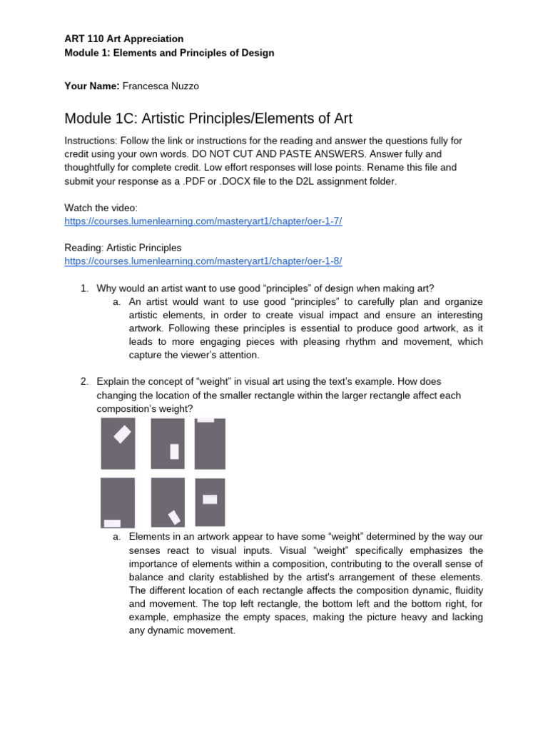 Module 1C - Art Homework | PDF | Composition (Visual Arts) | Symmetry
