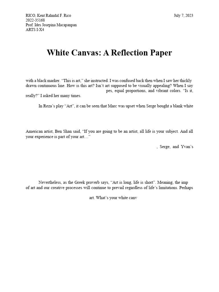 Understanding Art Through Personal Reflection | PDF