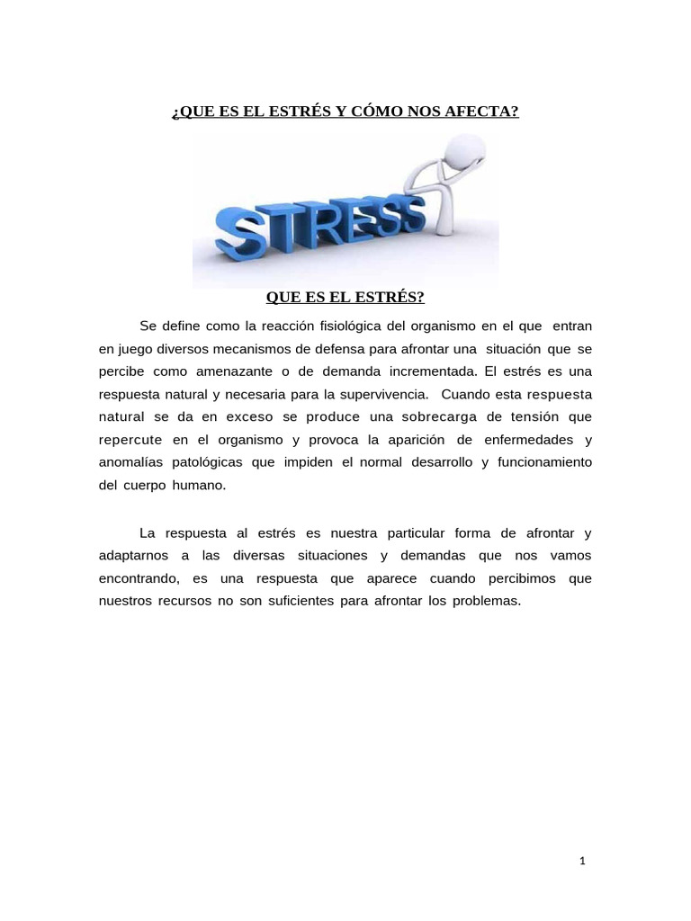 Estrés: Definición, Tipos y Efectos | PDF | Estrés (biología) | Ansiedad