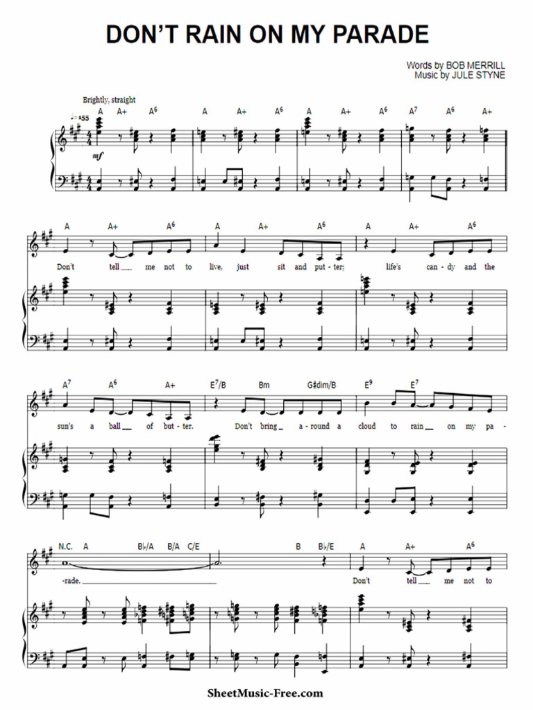 Dont Rain On My Parade Sheet Music Glee (SheetMusic Free Com) | PDF