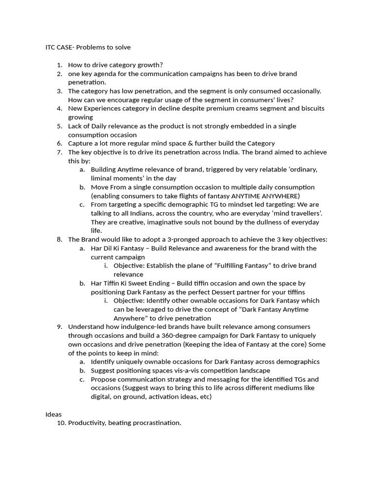 ITC CASE Objectives | PDF | Brand | Marketing