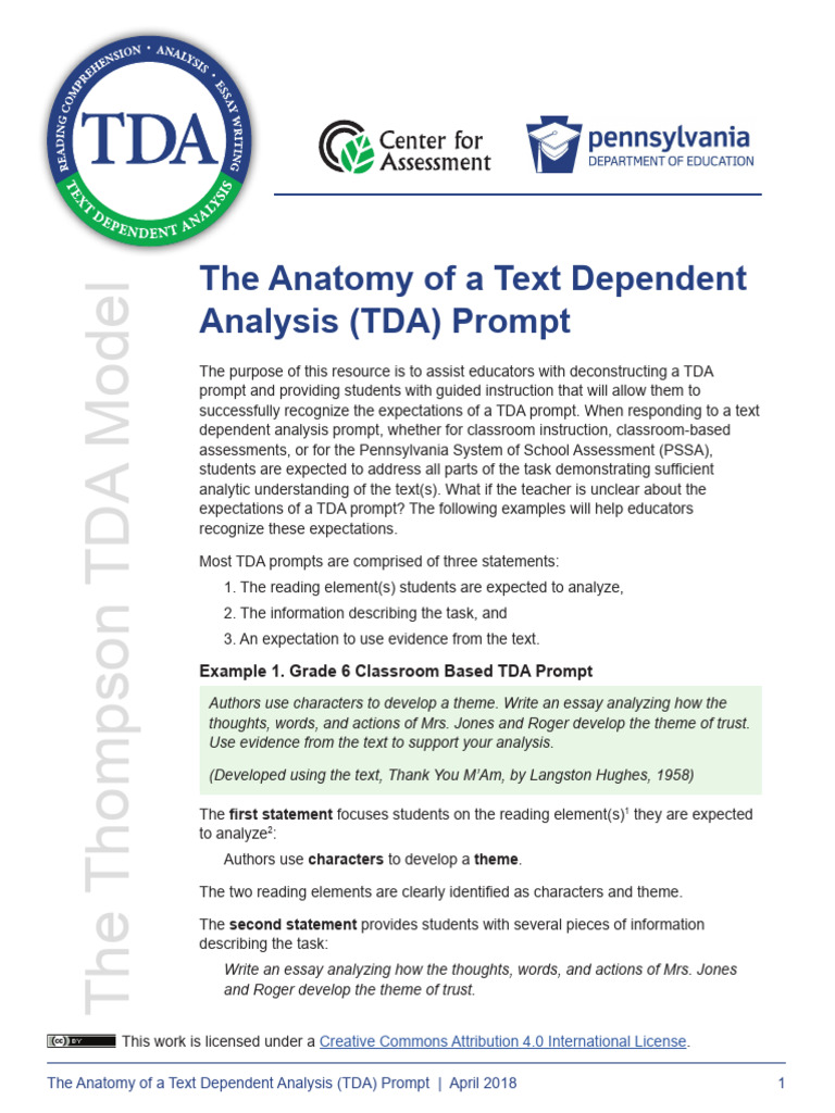 TDA Anatomy | PDF | Essays | Reading Comprehension