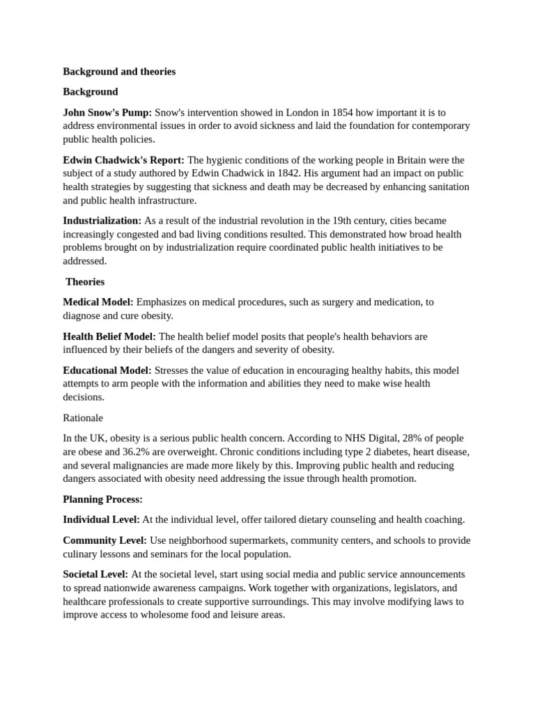 Background and theories | PDF | Public Health | Obesity