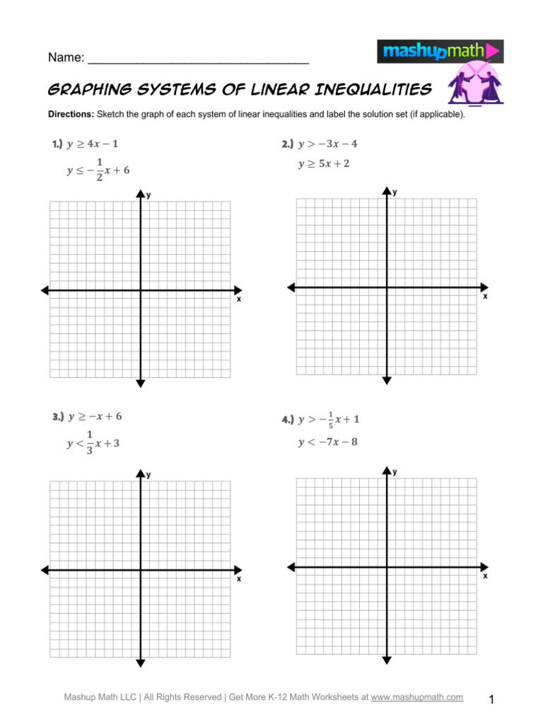 Graphing Linear Inequalities Worksheet | PDF