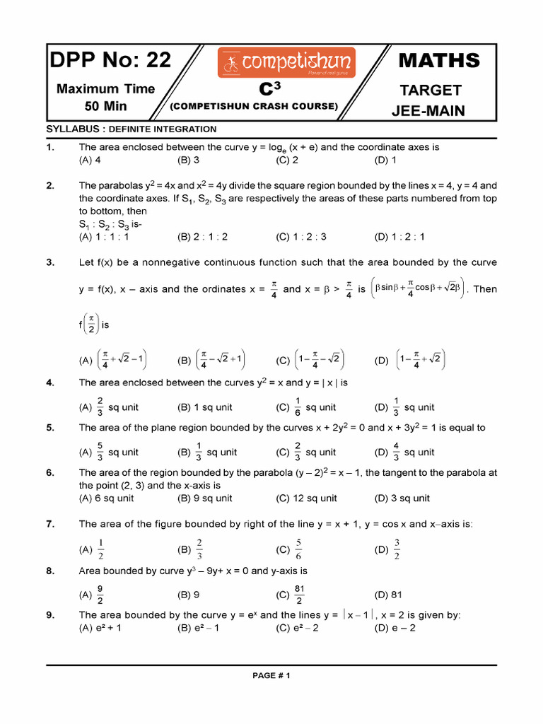 DPP-22 Definite Integration - Student | PDF
