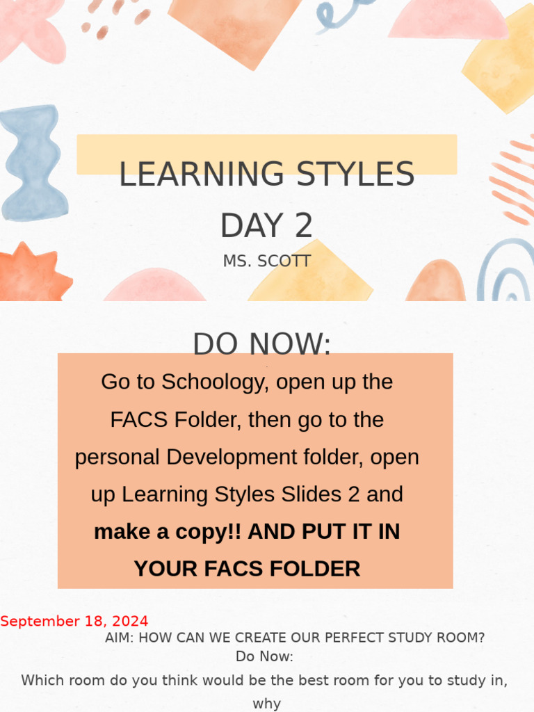 Learning Styles Day 2: Ms. Scott | PDF