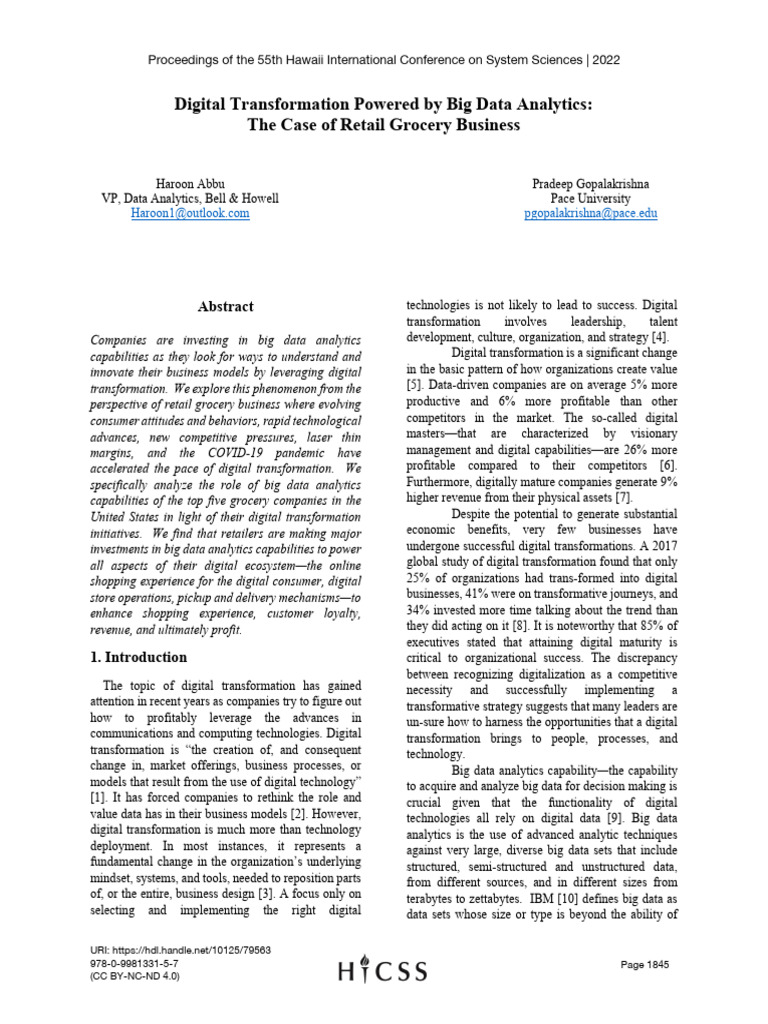 Big Data's Impact on Grocery Digital Transformation | PDF | Grocery Store | Analytics