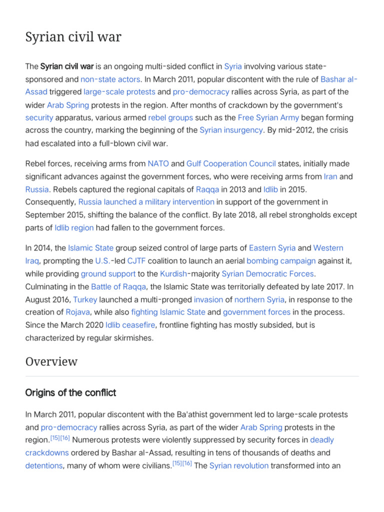 Syrian Civil War - Wikipedia | PDF | Syrian Civil War | Syria