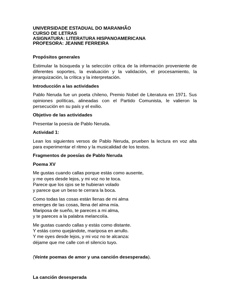 Poesía de Pablo Neruda en el aula | PDF | Poesía