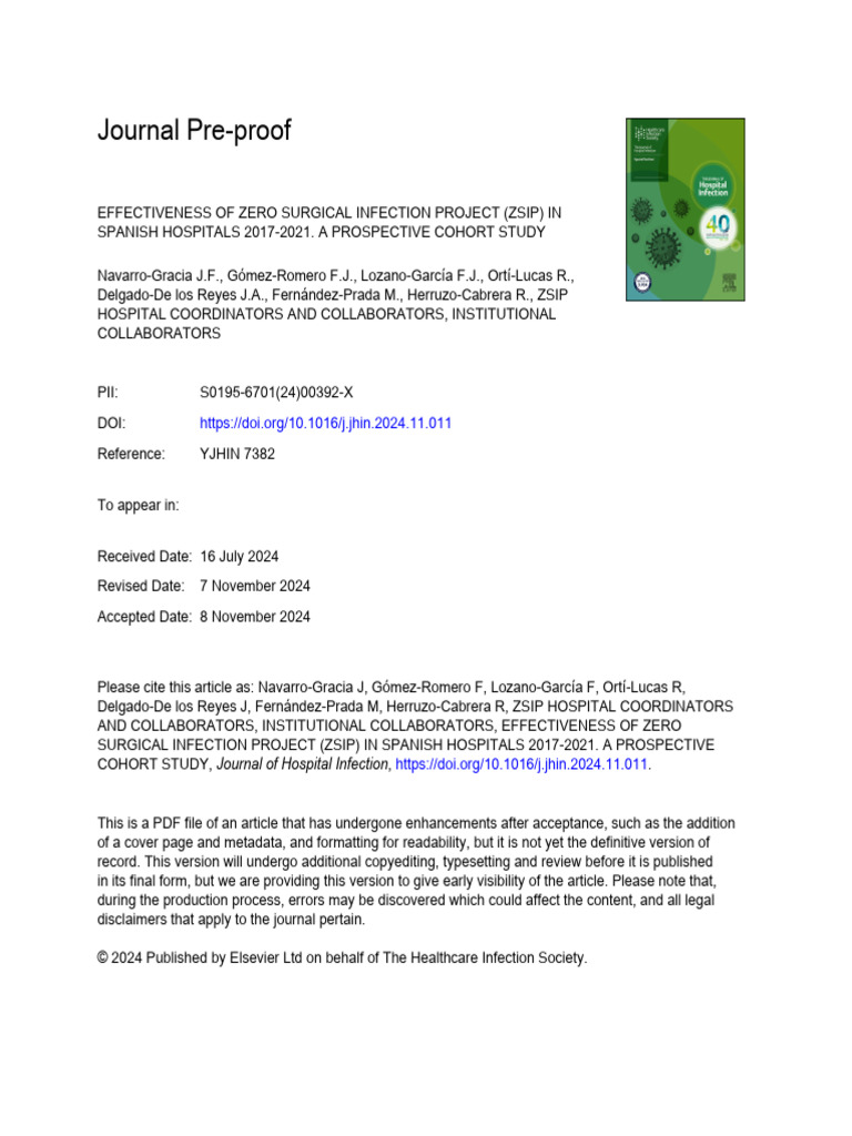 EFFECTIVENESS OF ZERO SURGICAL INFECTION PROJECT ZSIP - 2024 - Journal ...