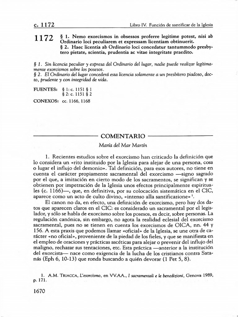 Exorcismos según el canon 1172 | PDF | Exorcismo | Sacramentos