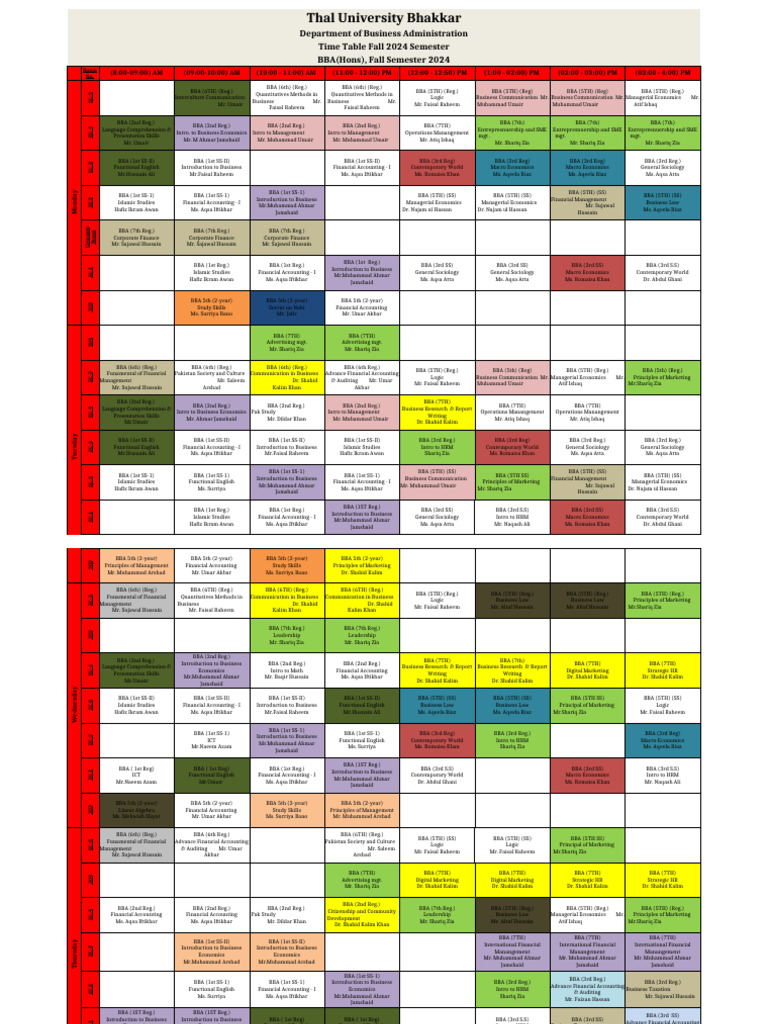 Final Fall 2024 Time Table DBA-6 | PDF | Business