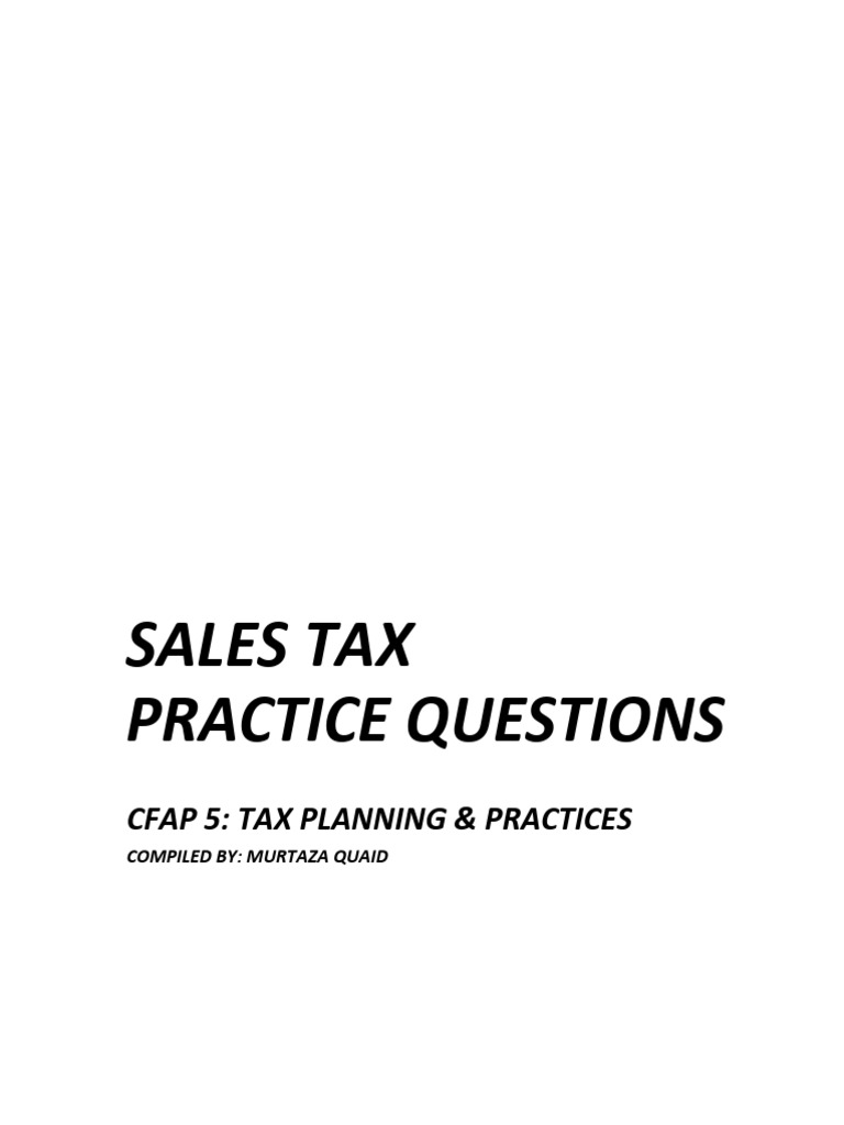 Sales Tax Laws - Practise Questions | PDF | Sales Taxes In The United ...